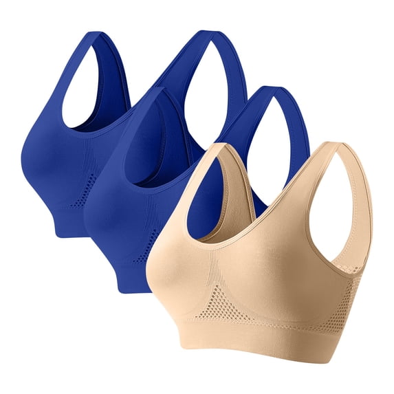 AHTJRT Women's Racerbacks Bra Padded Medium Support Seamless Bralettes ...
