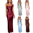 AHTJRT Women's Satin Off the Shoulder Dress Elegant Ruched Strapless ...