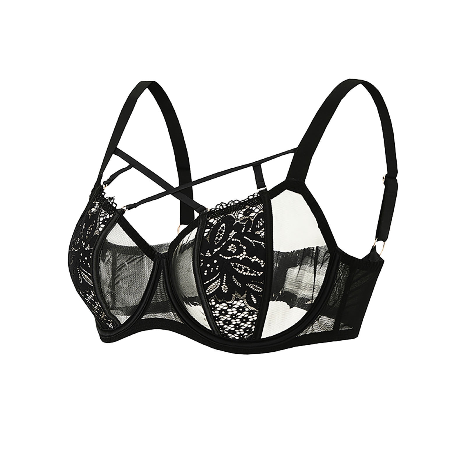 AHTJRT Women's Sheer Mesh Bralettes Plus Size Unlined Breathable Push ...