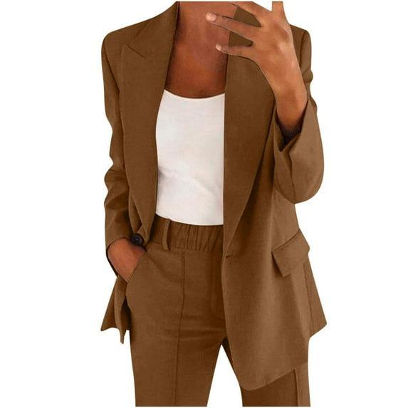 AHTJRT Women's Suits 2 Pieces Set Business Casual Office Oversized ...