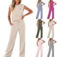 AHTJRT Women's Sweatsuits Crew Neck Sleeveless Tops with Matching ...