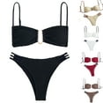 AHTJRT Women's Textured Underwire Bikini Sets U Wire High Cut Swimwear ...