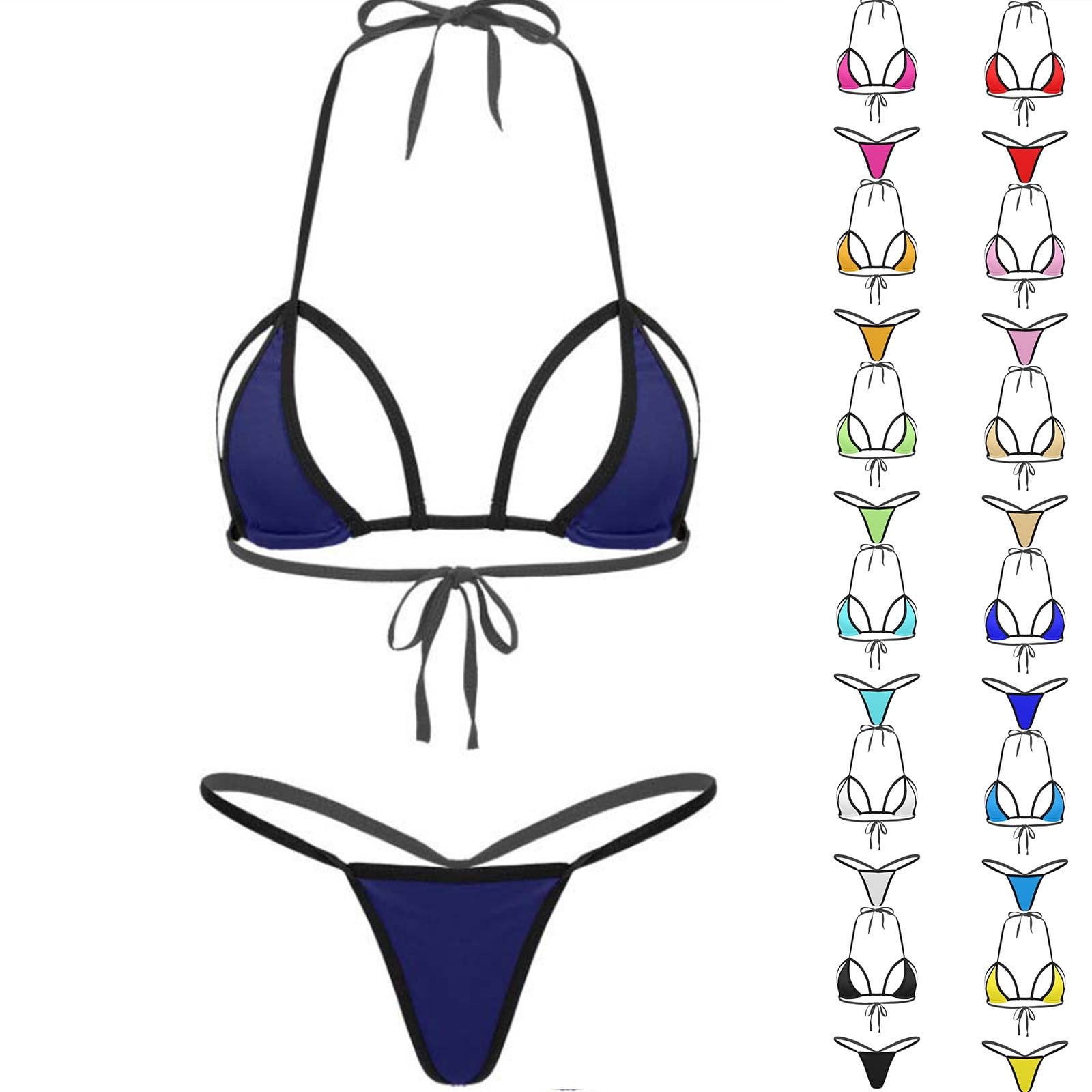 AHTJRT Women's Thong Bikini Set Brazilian Mesh Sheer Extreme Triangle ...