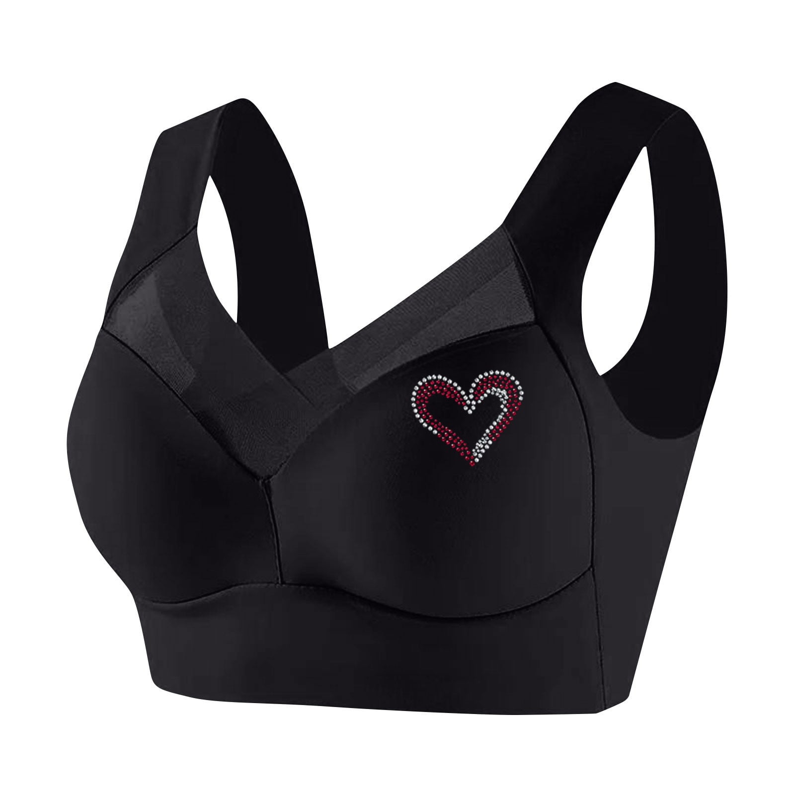 AHTJRT Women's Wirefree Bras Love Pattern Printed Top Sheer Breathable ...
