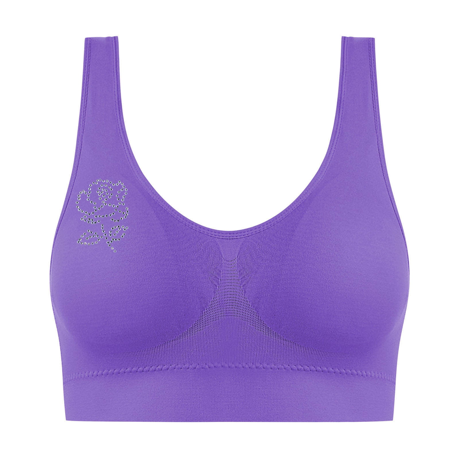 AHTJRT Women's Wireless Sports Bras Flower Patterns Mesh Breathable ...