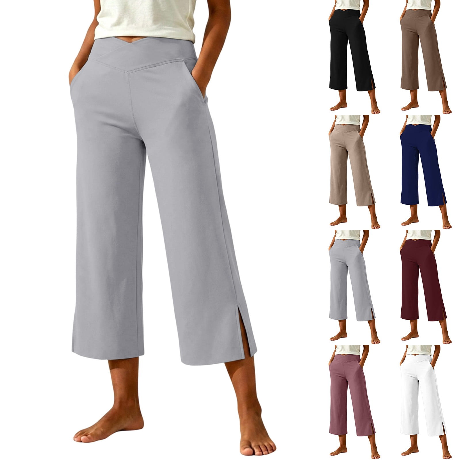 AHTJRT Women's Yoga Pants Stretch High Waist Crossover Workout Gym ...