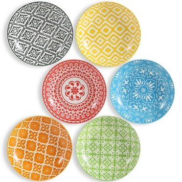 AHX Decorated Multicolor Round Plate Set, 8 inch - Salad, Dessert ...