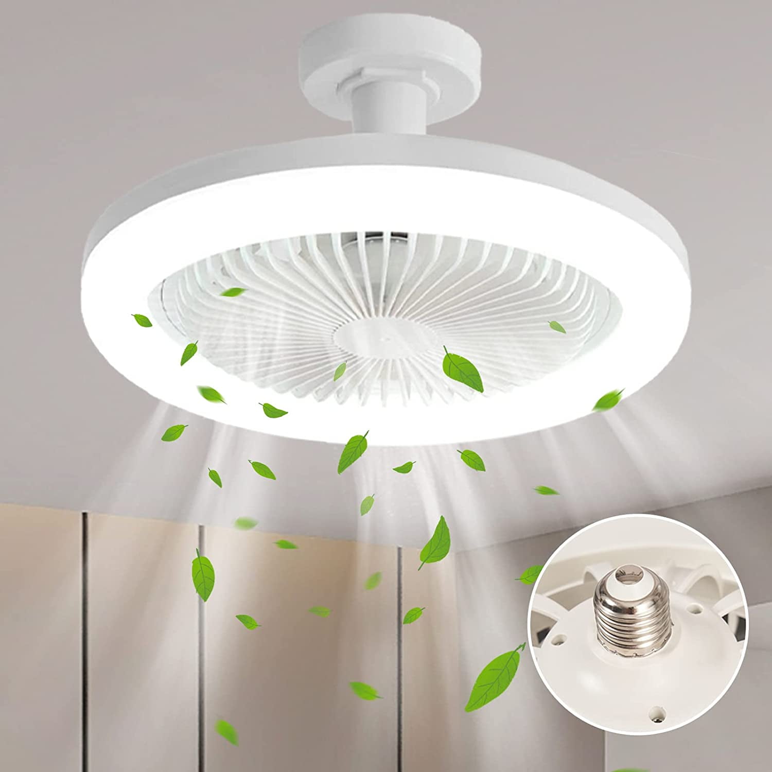 AHXIAOZN Ceiling Fan with Lights,Enclosed Low Profile Bladeless Ceiling ...