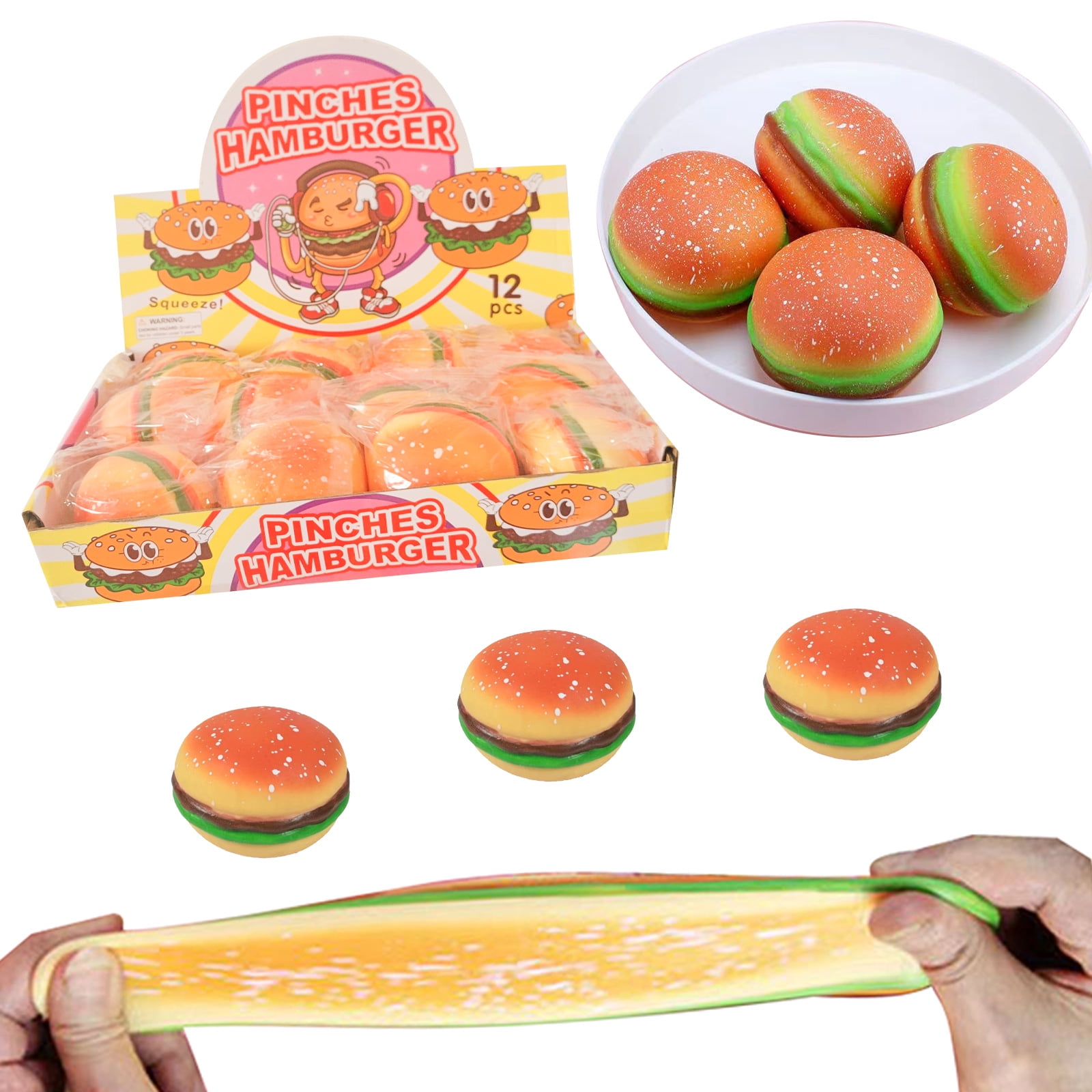 HYCSC Hamburger Stress Toys - Hamburger Squeeze Toys, Stress Stretch ...