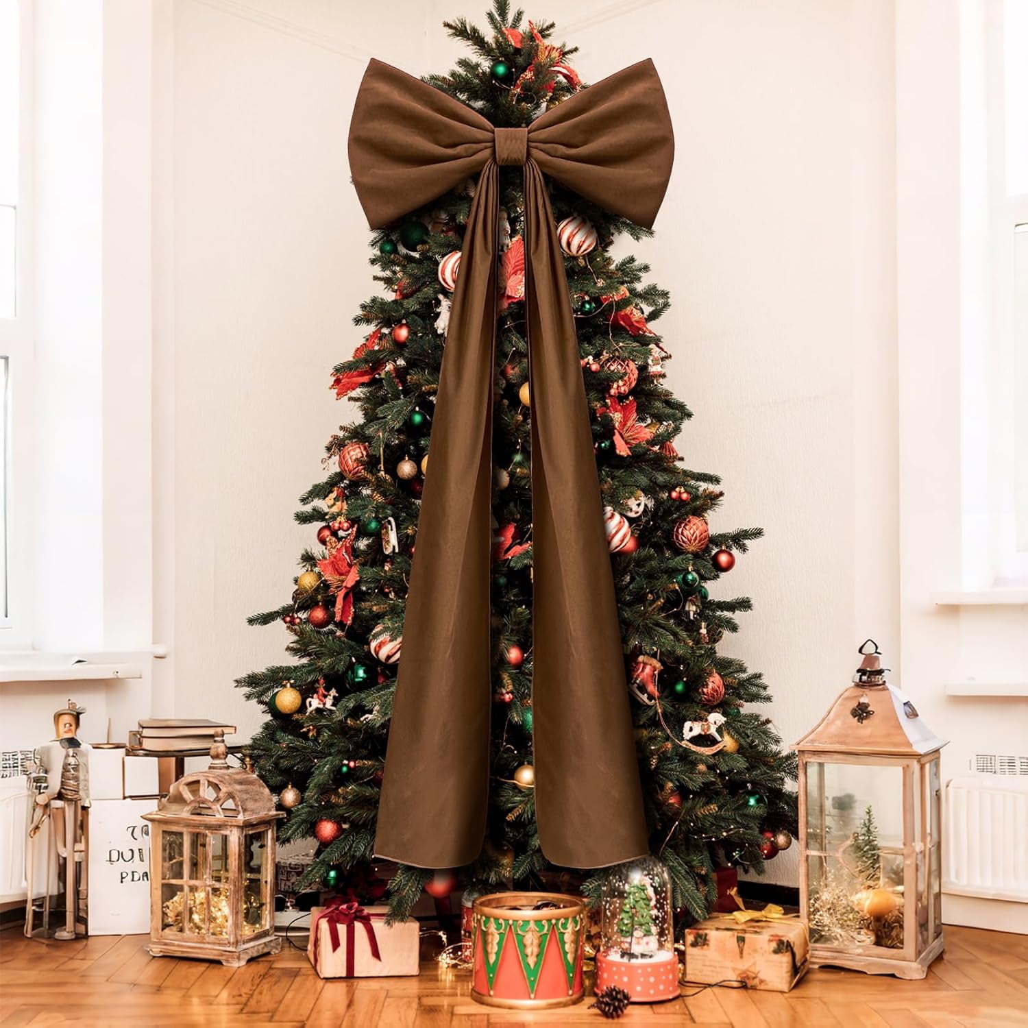 AHeartcove 6FT Christmas Extra Large Velvet Bows Christmas Tree Topper ...