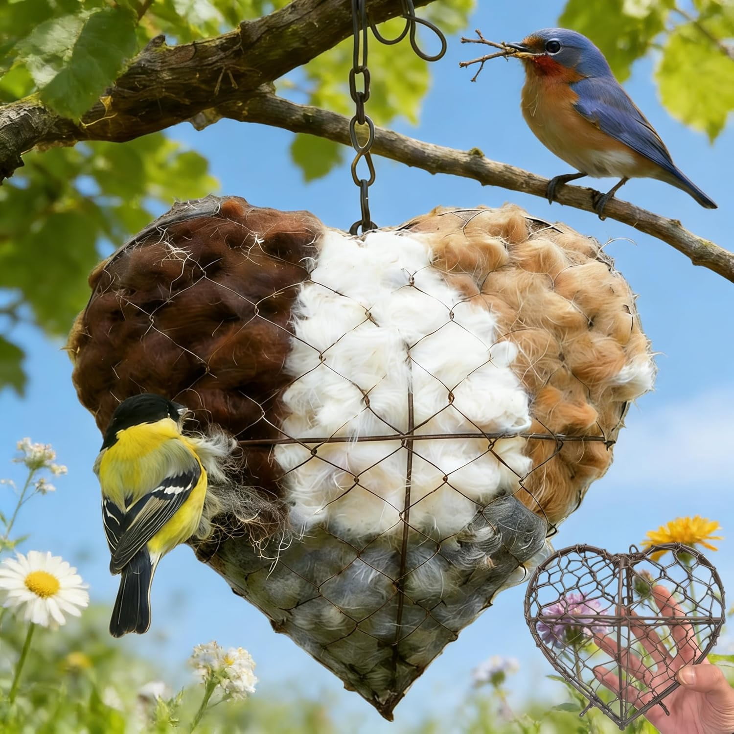 AHeartcove Bird Nesting Heart - Handmade Alpaca Fiber Bird Nesting ...