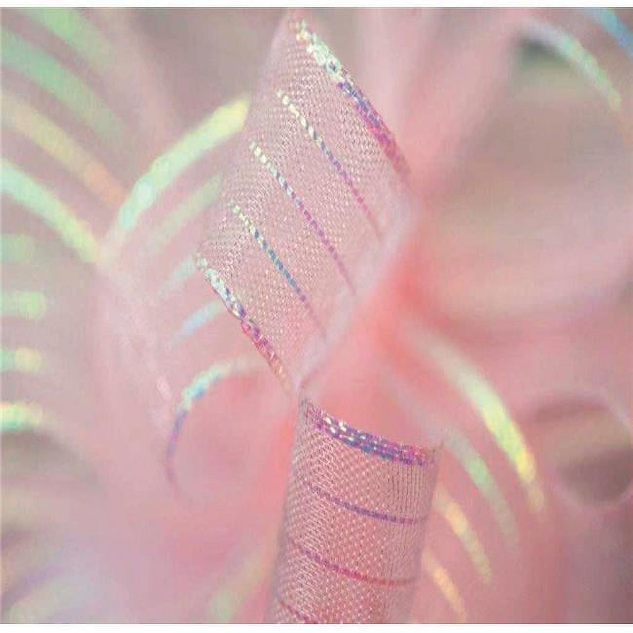 AI-187302-Q02 0.63 in. x 50 Yards Metallic Pink Striped Chiffon Ribbon ...