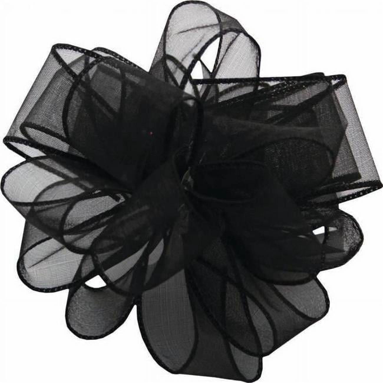 AI-190926-Q06 1.5 in. x 50 Yards Wired Black Spring Sheer Ribbon - Set ...
