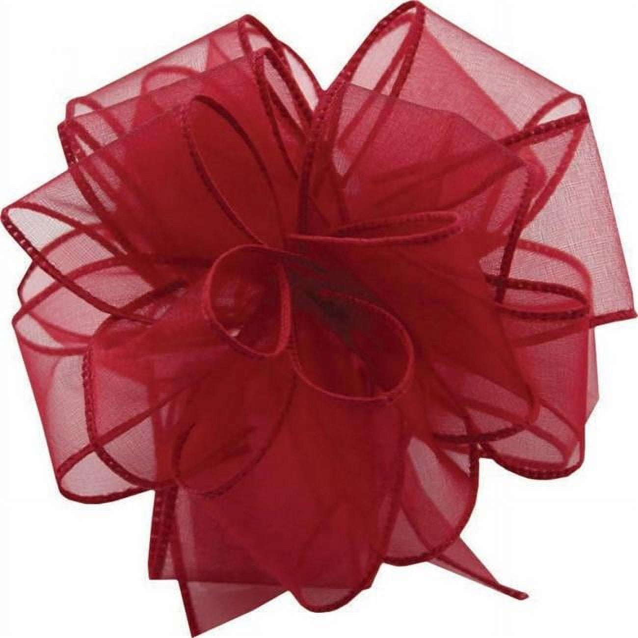 AI-190994-Q02 1.5 in. x 50 Yards Wired Burgundy Spring Sheer Ribbon ...