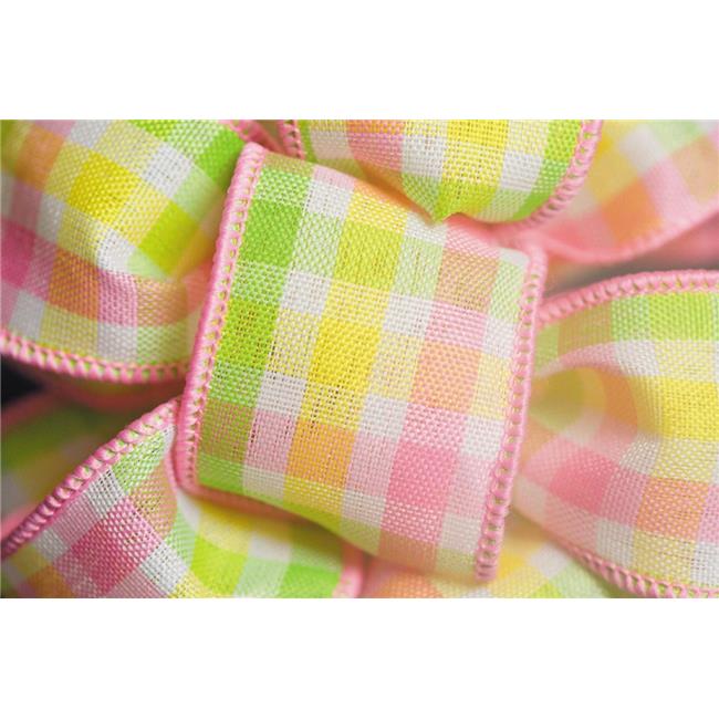 AI-209902-Q12 1.5 in. x 50 Yards Pink, Yellow & Green Pastel Plaids ...
