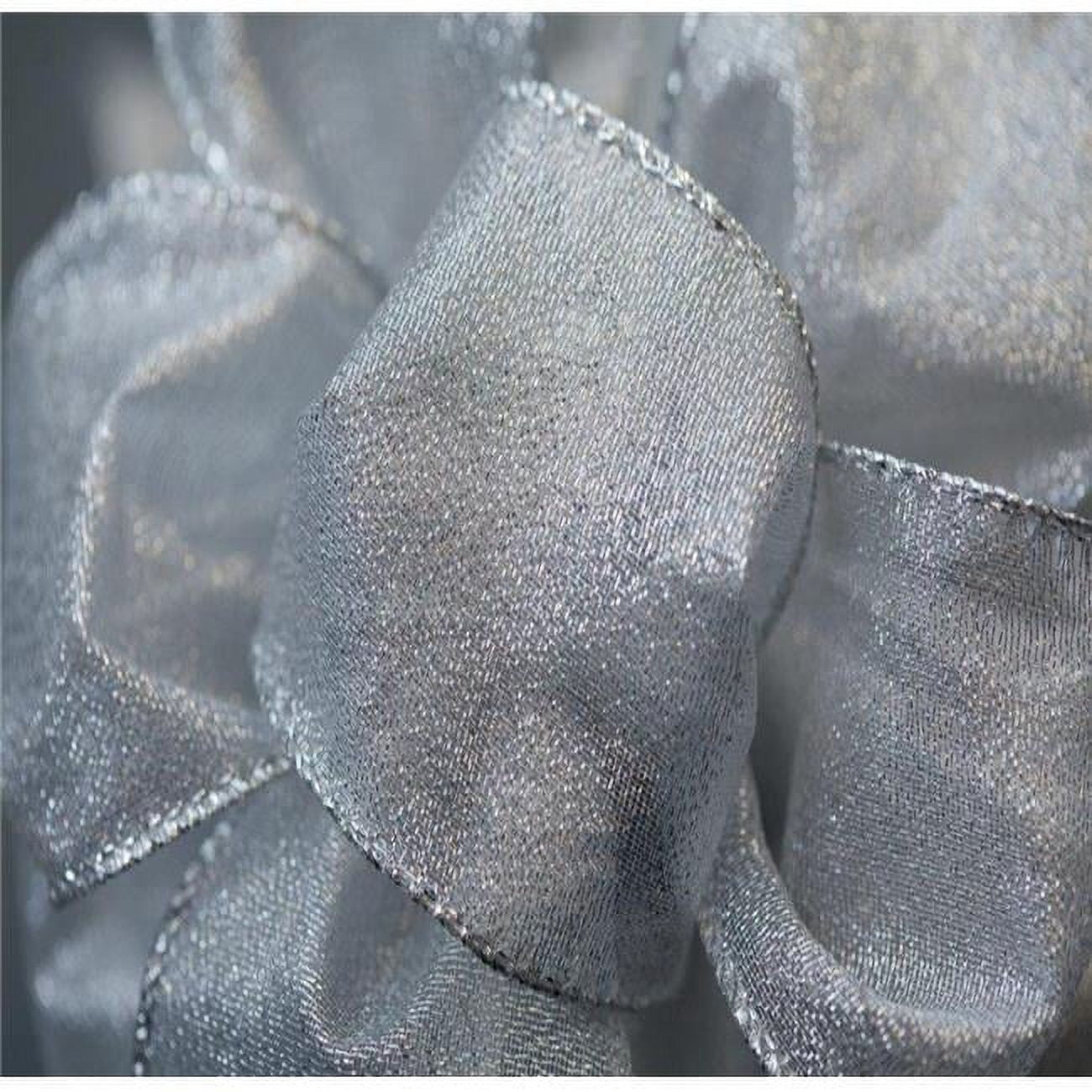 AI-759920-Q01 1.5 in. x 50 Yards Wired Silver Sheer Frost Ribbon ...