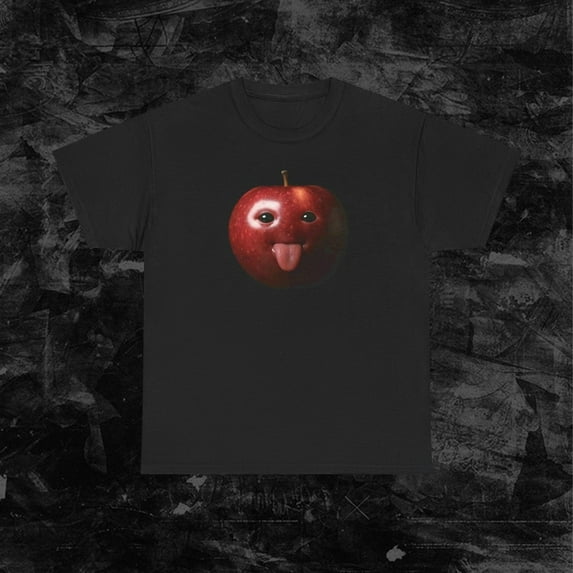 AI Apple Tongue Out Graphic Tee Silly Genz Brain Rot Apple Artwork Tech ...