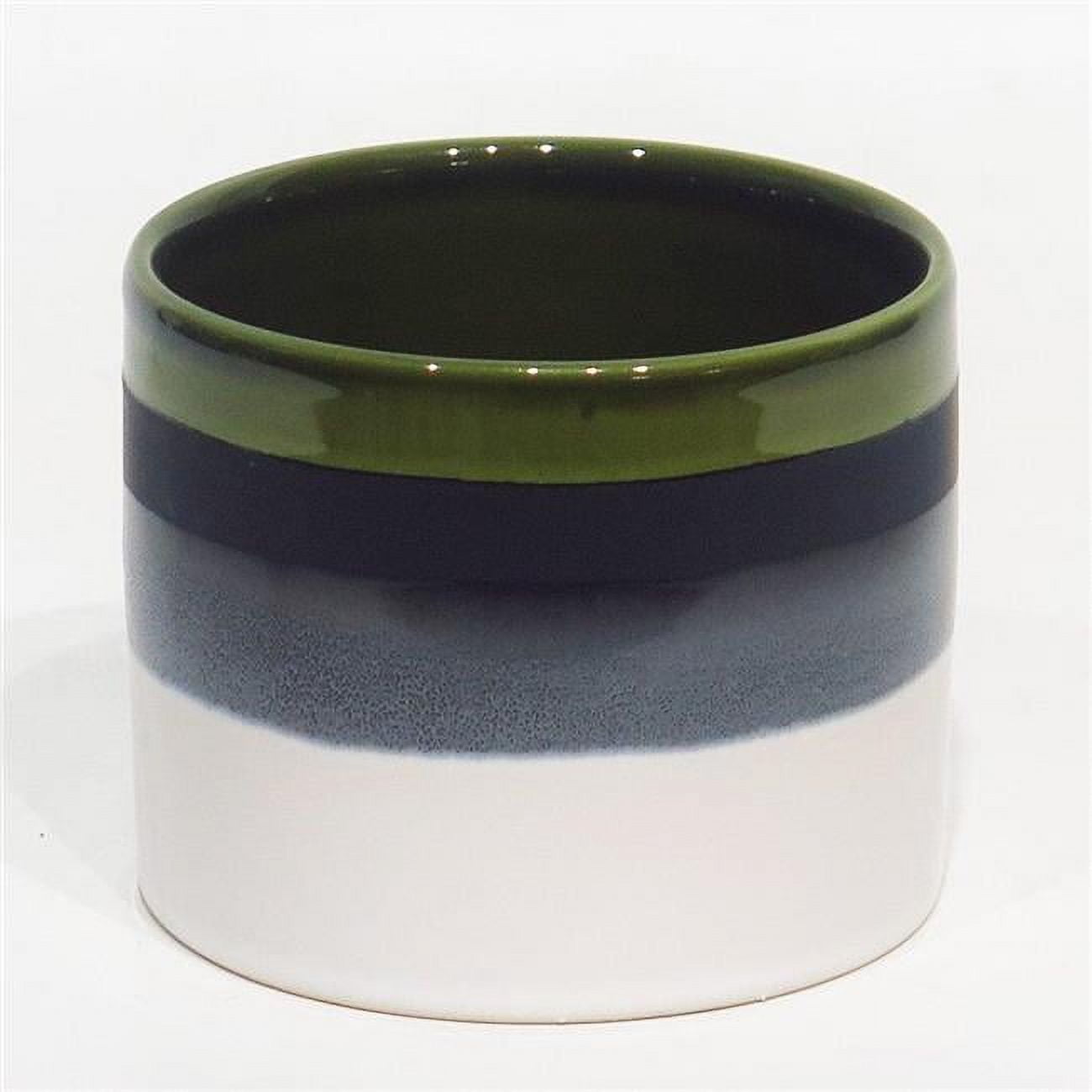 AI-CE00-242-Q02 Green, Black & White Reactive Glaze Ceramic Planter ...