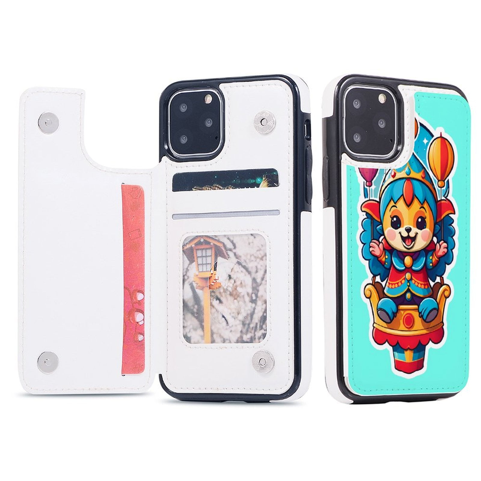 AI, Clowns, Paradise Leather Wallet Case for iPhone 16 15 14 13 12 11 ...