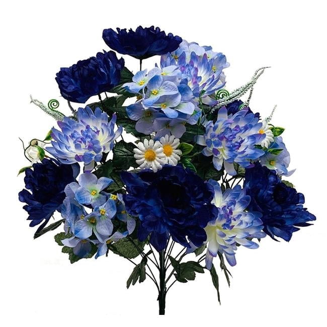 AI-FL3685BLU-Q04 Peonies, Mums & Hydrangeas in Blues & White Bouquet ...