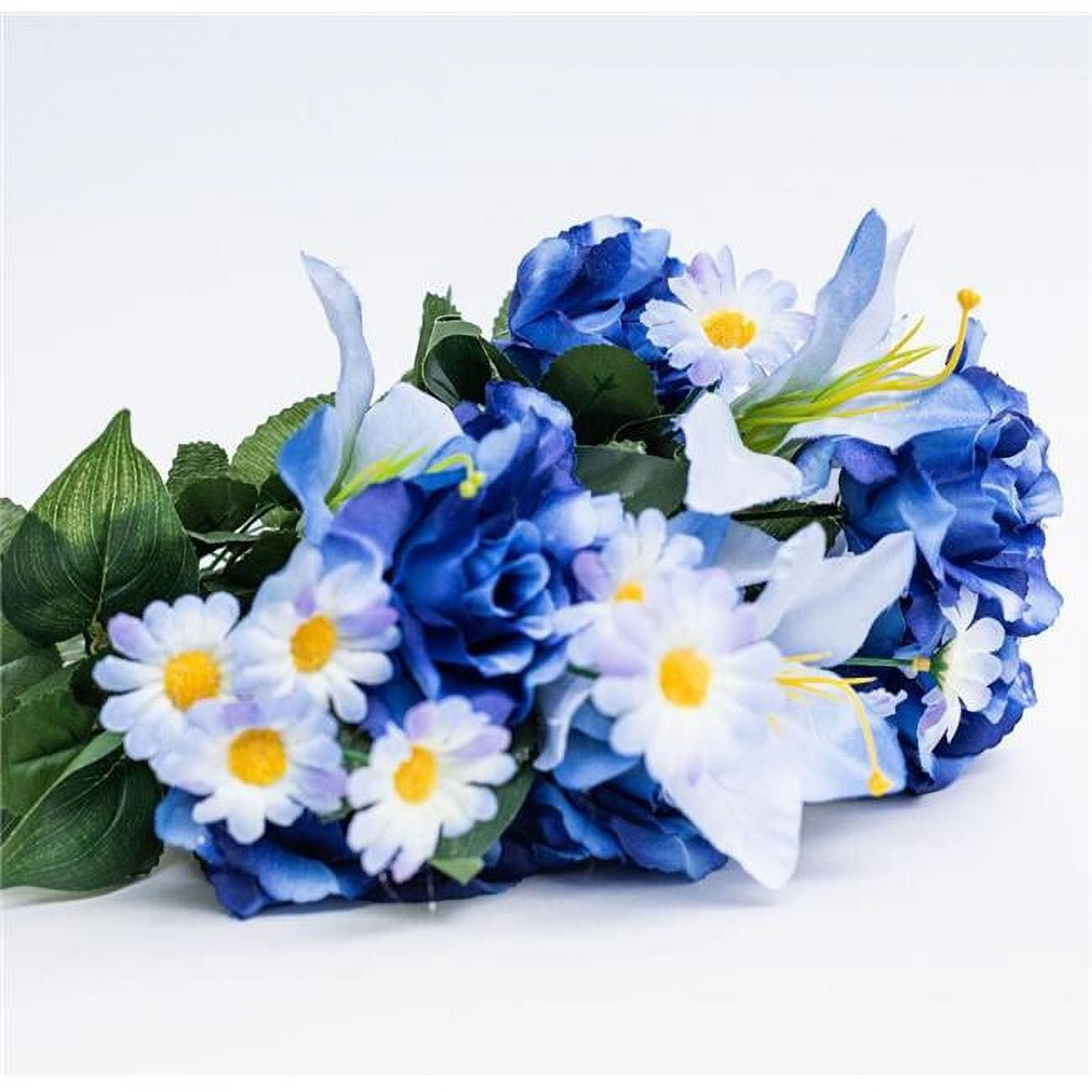 AI-FL3686BLU-Q02 White & Blue Roses, Lillies & Daisies Artificial ...