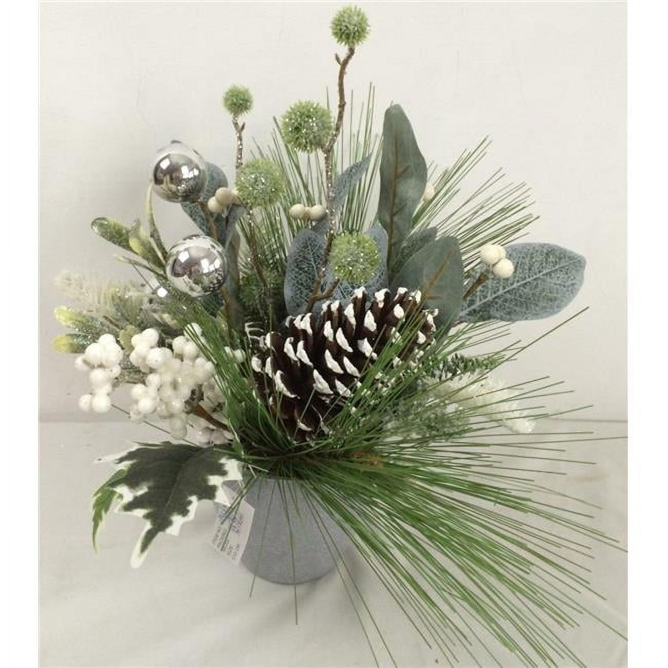 AI-FL7069-Q02 Berries, Balls, Pinecone & Greenery in a Pot Faux Plants & Trees, Multi Color ...