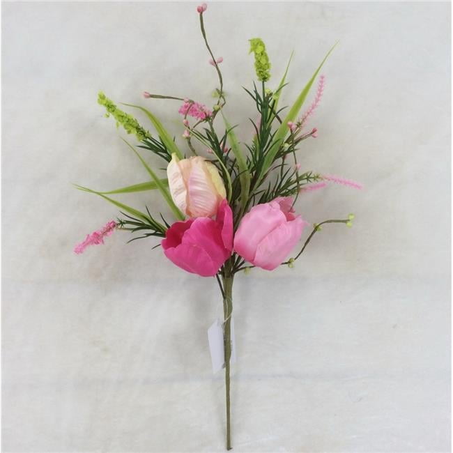AI-FL7109-Q06 Green, Pink & White Tulips Pick Artificial Flower - Set ...