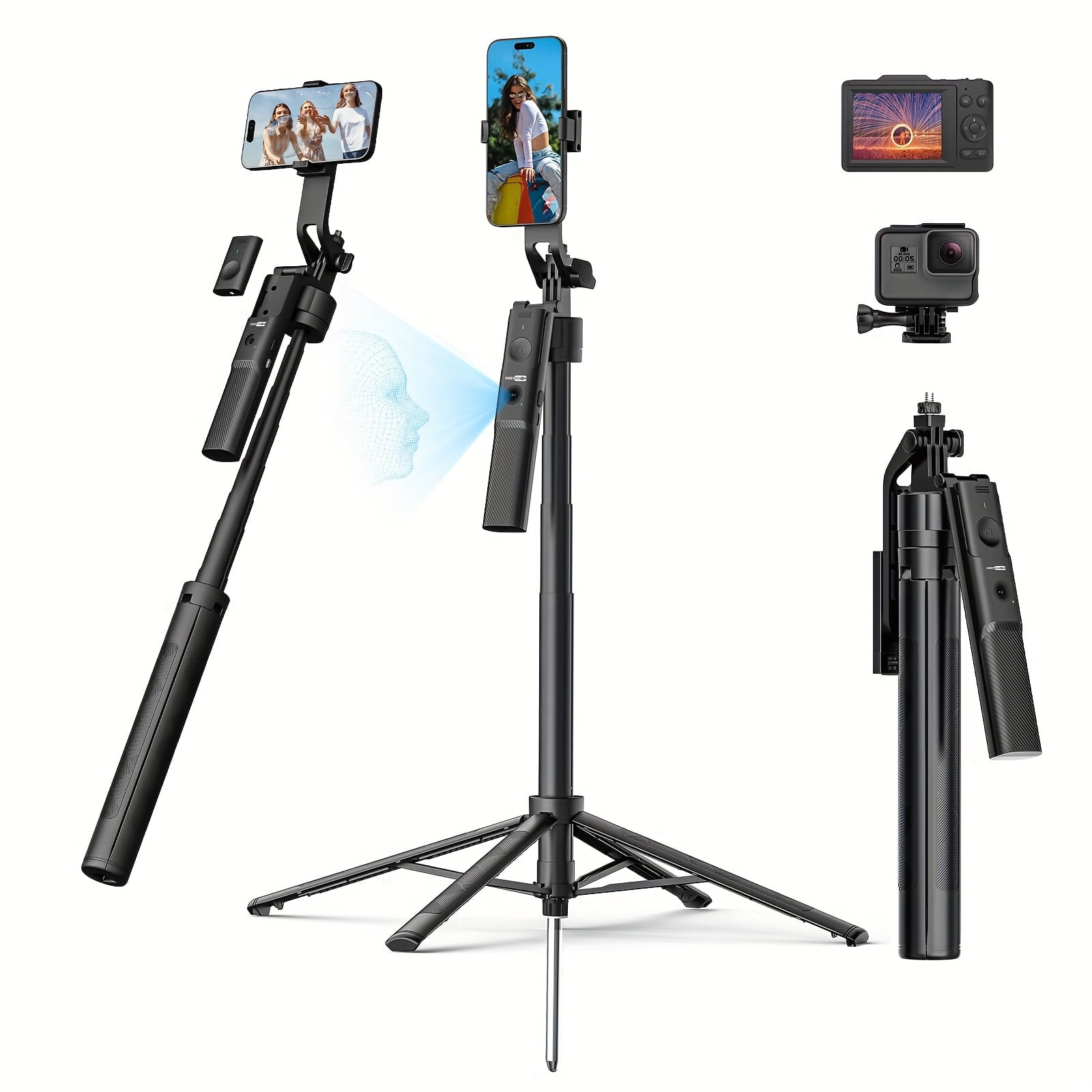 AI Face Tracking Tripod – 360° Horizontal/Vertical Rotation, OK Gesture ...