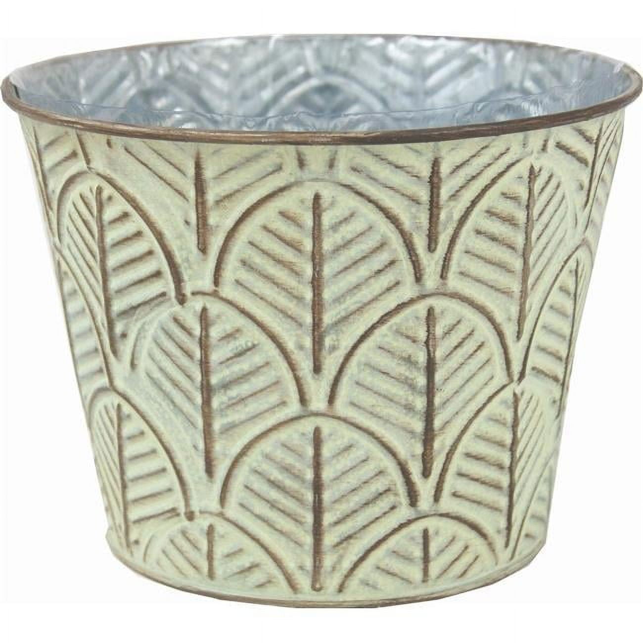 AI-GA3510OZN-Q02 Verdigris & Gold Embossed Leaves Metal Planter - Set ...