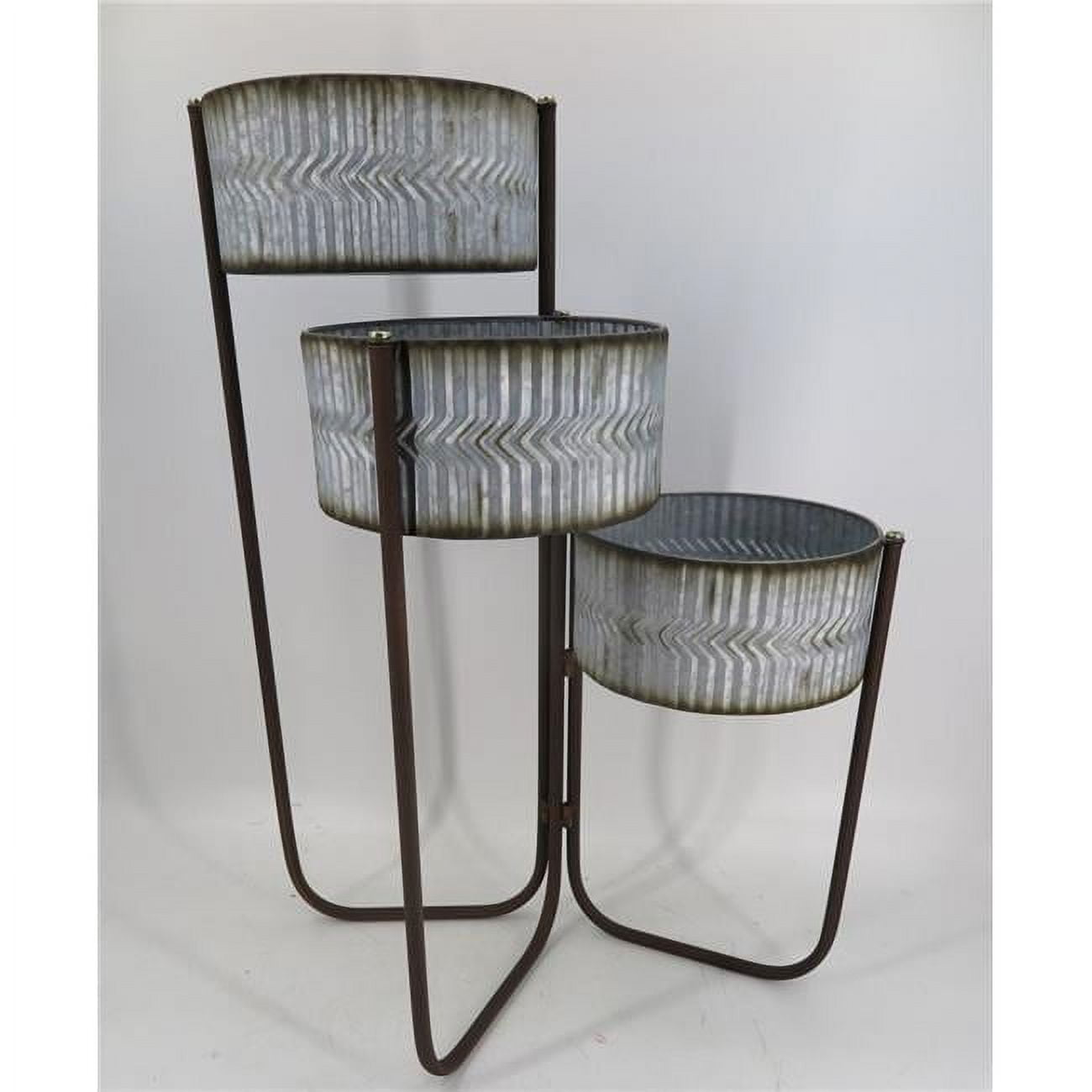 AI-GG9479-Q04 3-Tier Metal Pots on Metal Legs Plant Stand, Silver ...