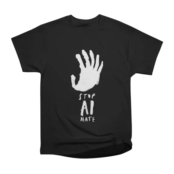 AI Glitch Prints SixFingered AI Stop AI Hate HandDrawn Design T-Shirt ...