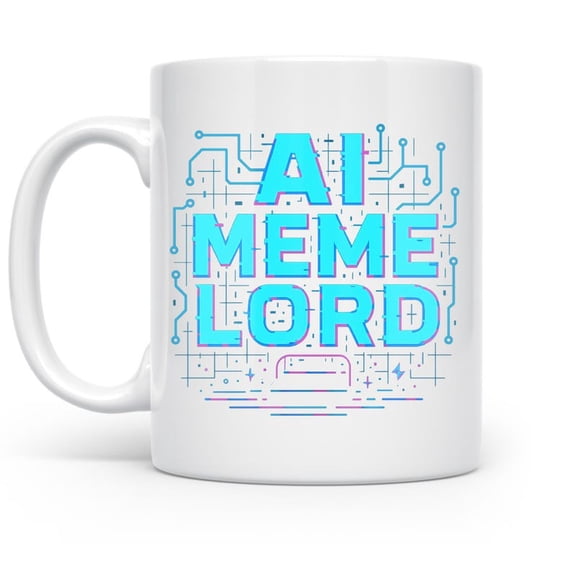 AI Meme Lord Mug Neon Glitch Text with Circuit B1Oard Art - Walmart.com