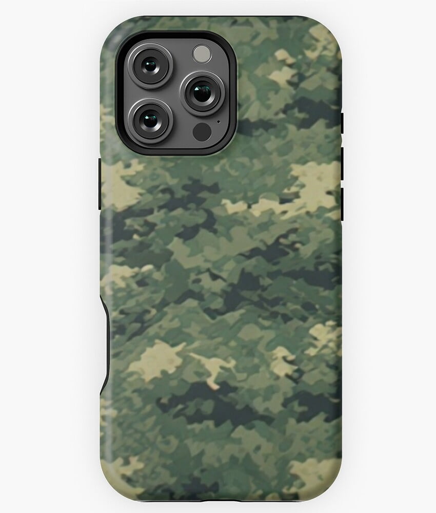 AI Olive Drab Camo Pattern Military Phone Case for iPhone 16 15 14 13 ...