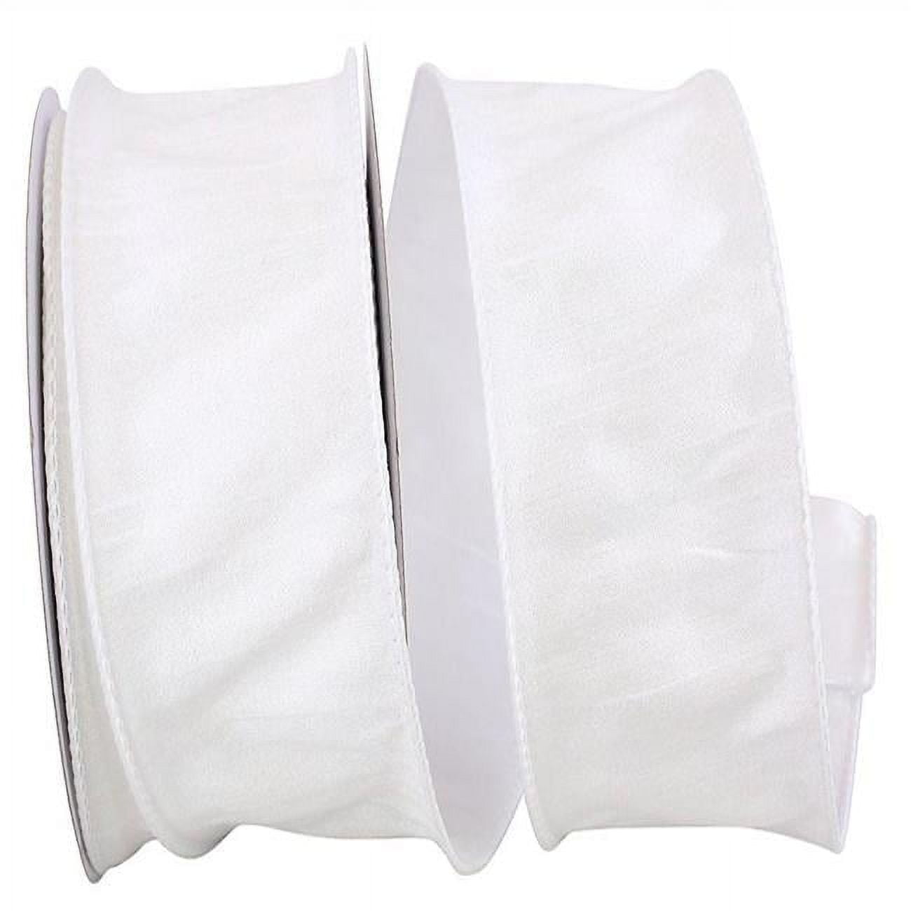 AI-RI40256-Q01 2.5 in. x 10 Yards Wired White Dupioni Supreme Ribbon ...