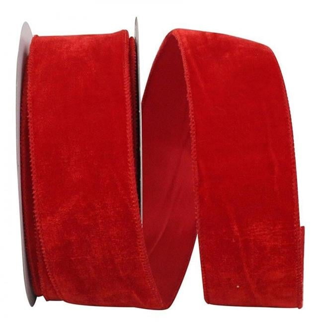 AI-RI40800-Q02 2.5 in. x 10 Yards Wired Red Regal Velvet Plush Ribbon ...