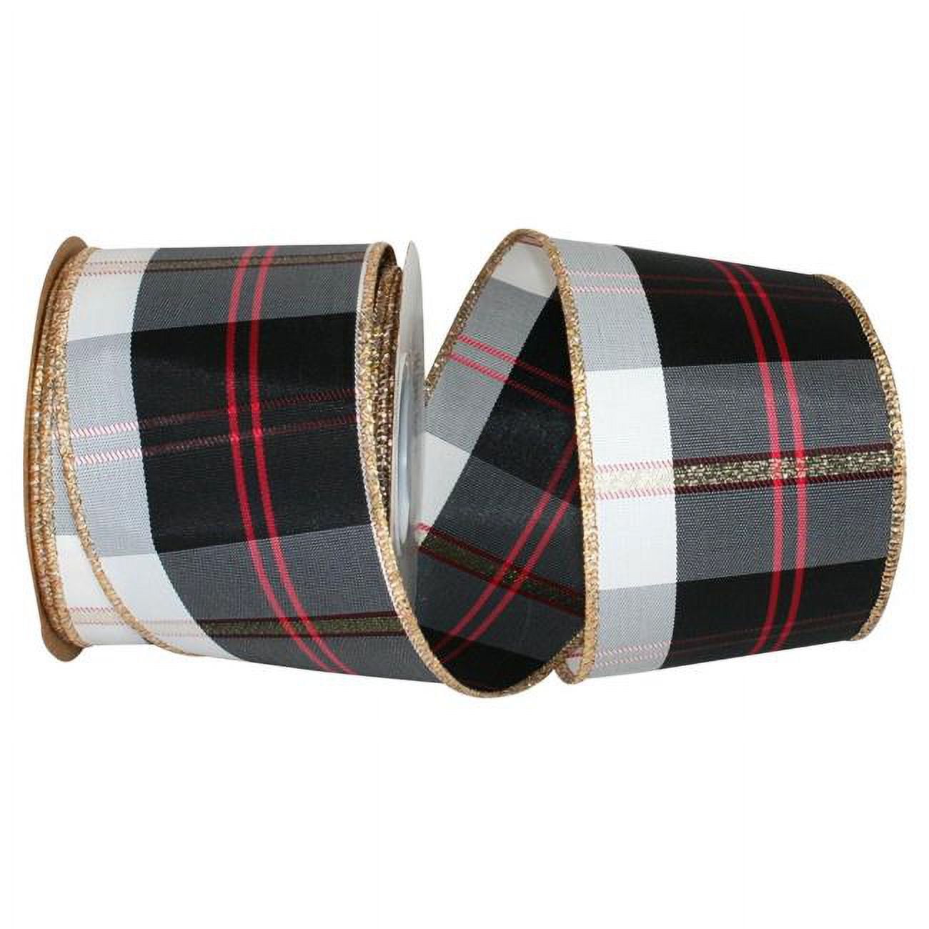 AI-RI40906-Q12 2.5 in. x 10 Yards Wired Oscar Plaid Ribbon, Multi Color ...