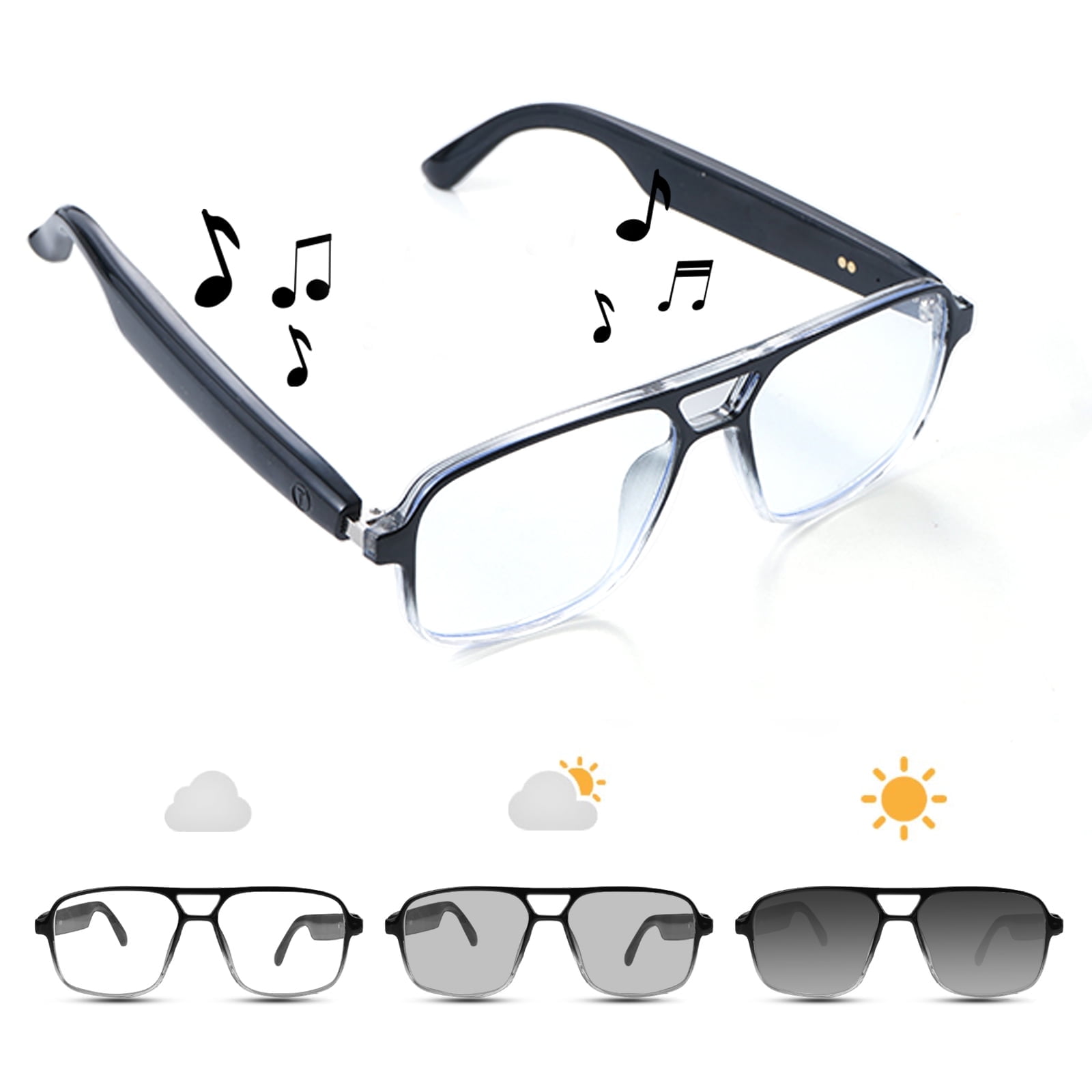 AI Smart Bluetooth Glasses Wearable Audio Sunglasses with Sound Mic ...