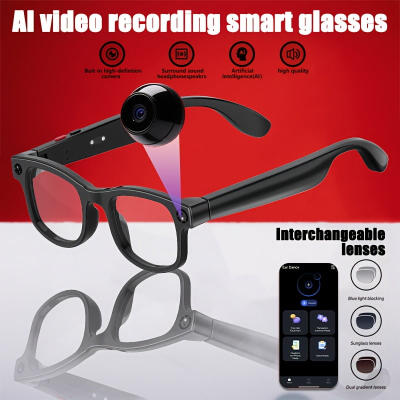 AI Smart Camera Glasses with Wireless 1080P HD Video Recording, Real ...