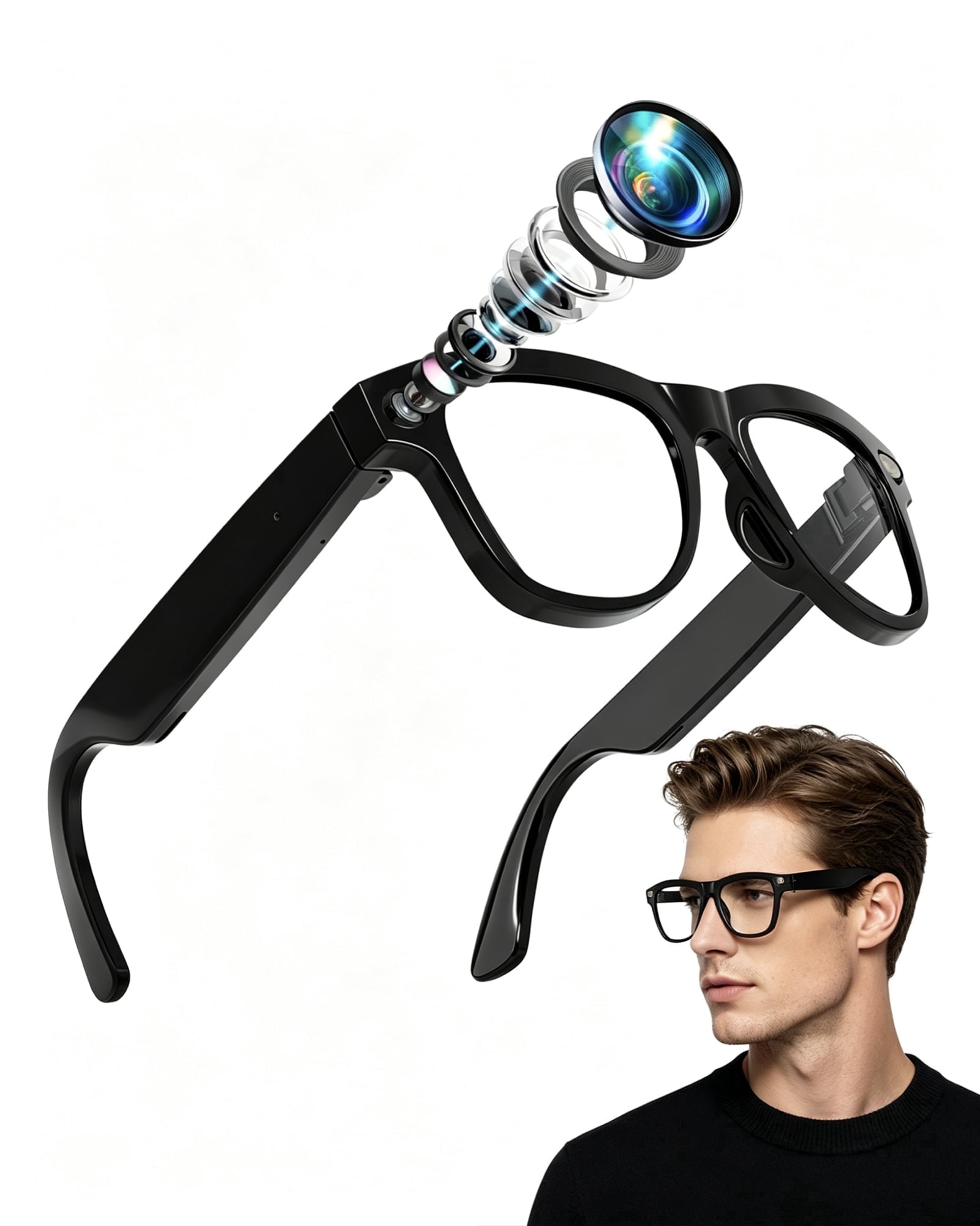 AI Smart Glasses with 8MP 4K Camera Glasses, 2026 1200P Video Recording ...