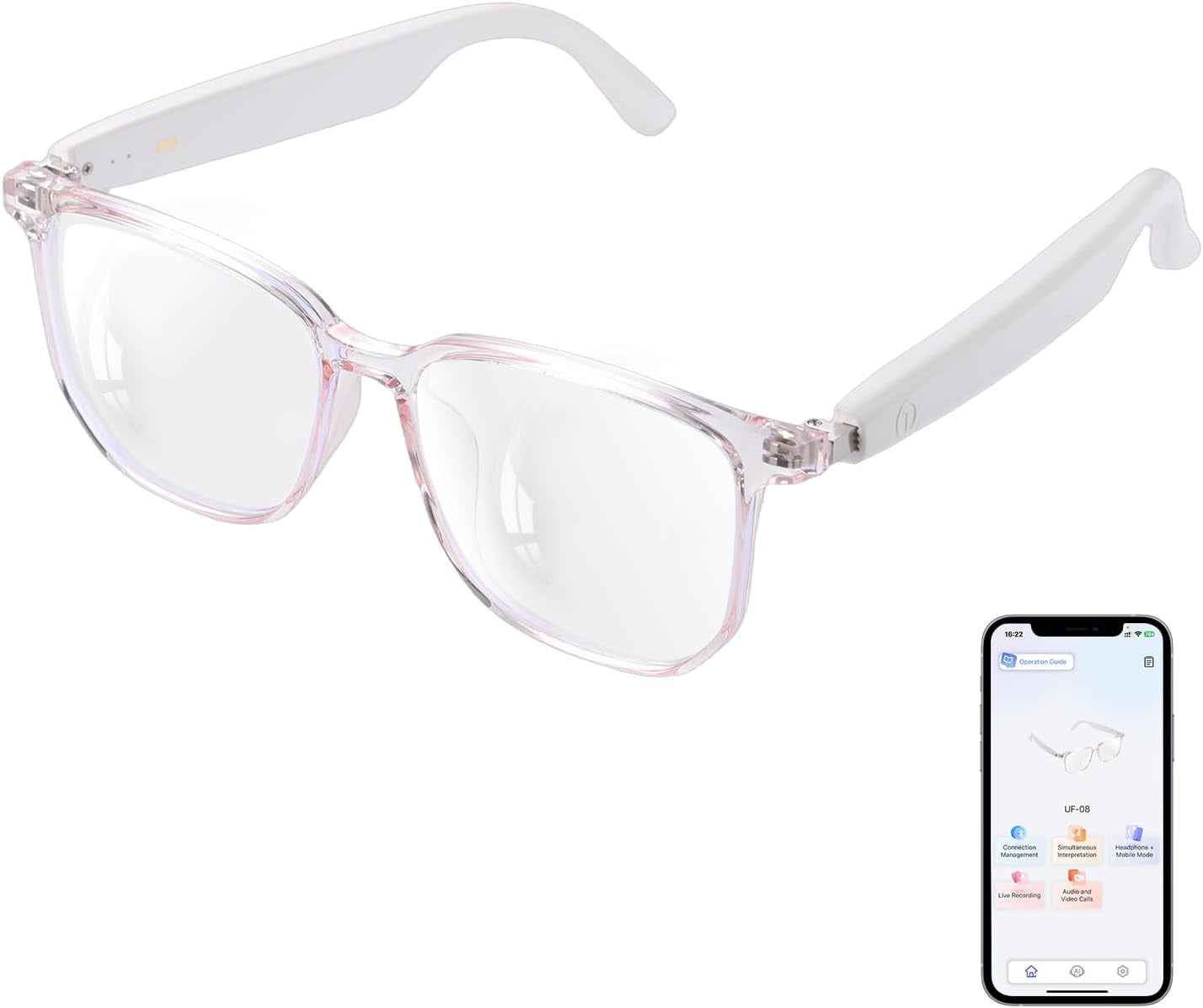 AI Smart Glasses with Real-Time Translation, Wireless Bluetooth 5.3 ...