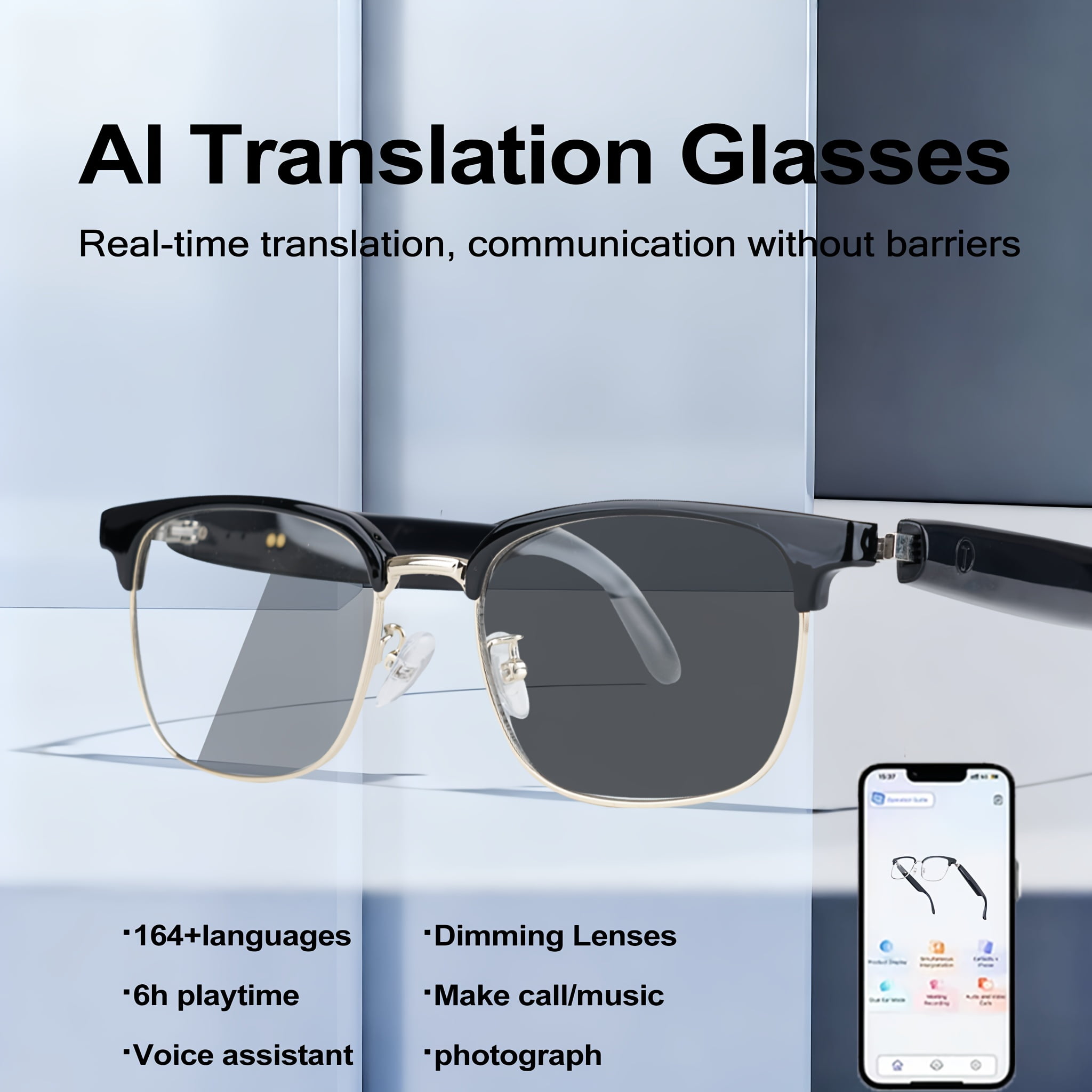 AI Smart Translation Glasses for 160 Languages | Real-Time iOS/Android ...