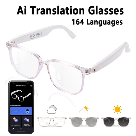 AI Smart Translation Glasses with 164-Language, Photochromic Lenses ...
