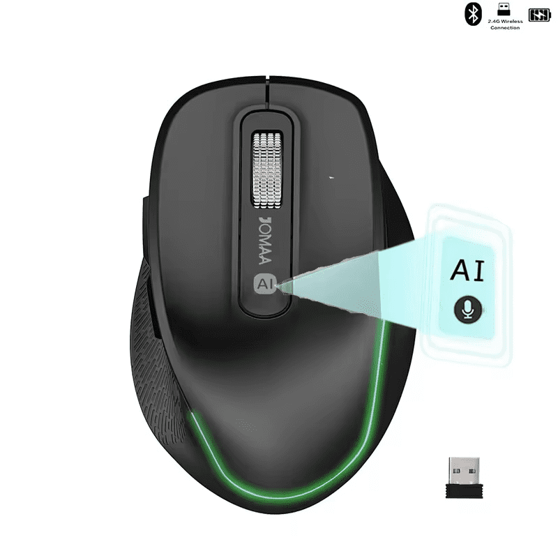 AI Smart Wireless Mute Office Mouse Rechargeable USB and Bluetooth ...