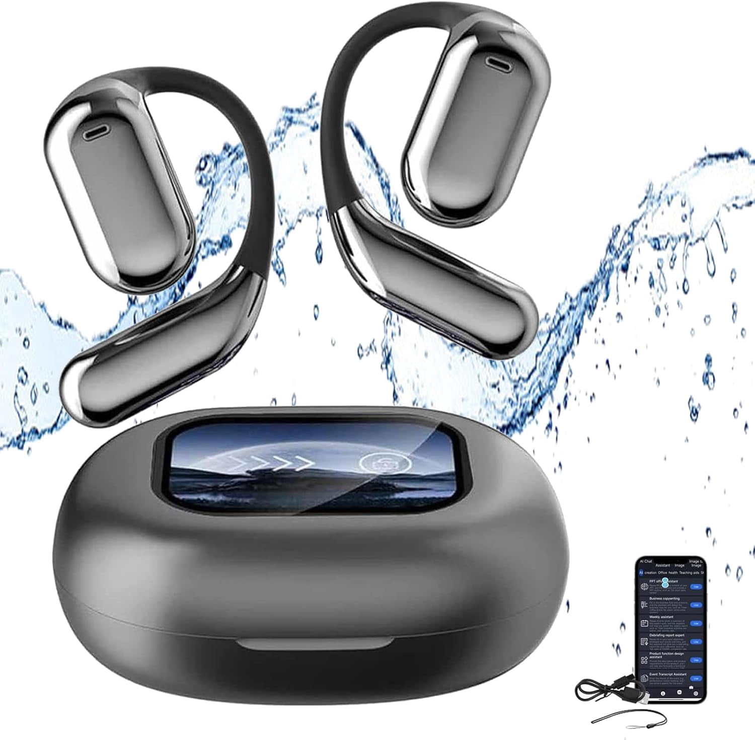 AI Translation Earbuds Real Time,IPX5 Waterproof Open-Ear Earbuds ...