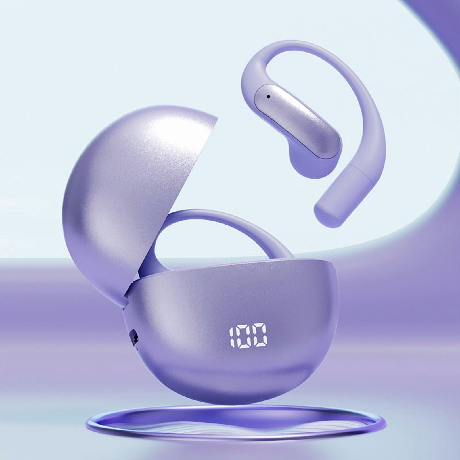 AI Translation Earbuds with Long Battery Life and Power Display, Semi-In-Ear Hook Design ...