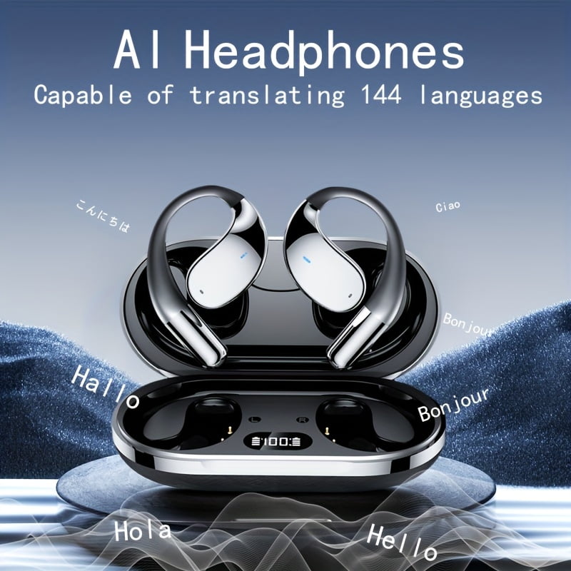 AI Translation Headset: 144-Lang Real-Time Translator, Bone Conduction ...