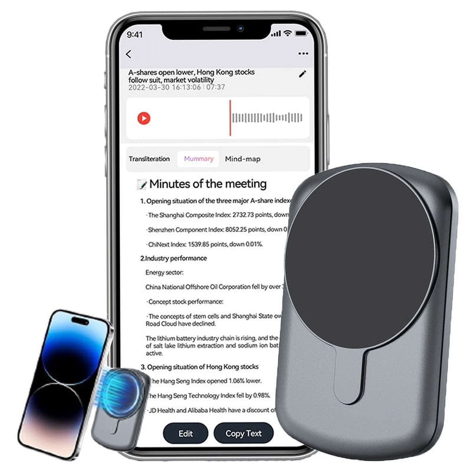 AI Voice Recorder, 64GB Recording Device with Transcription Summarize ...