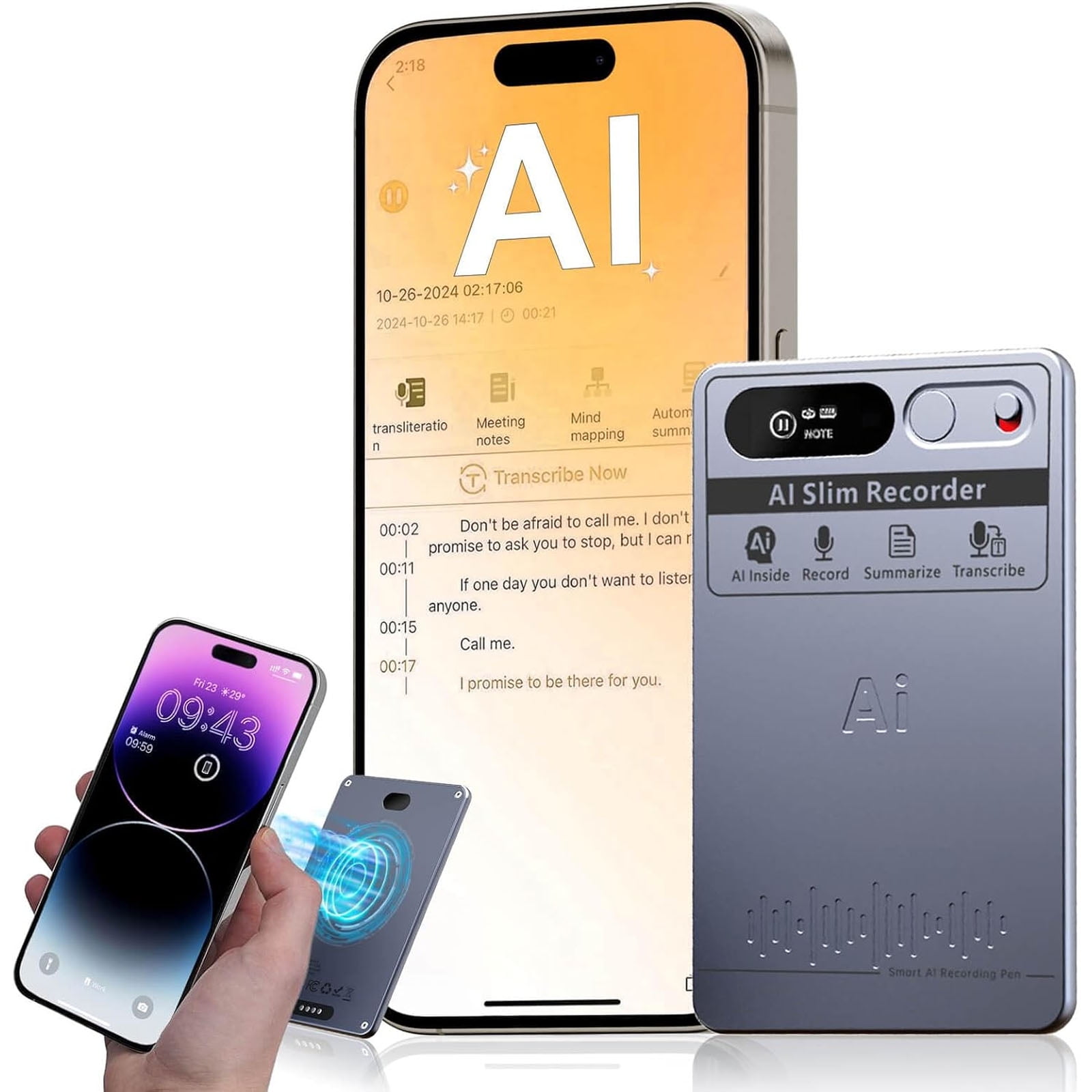 AI Voice Recorder, Portable Note Voice Recorder with APP Control ...