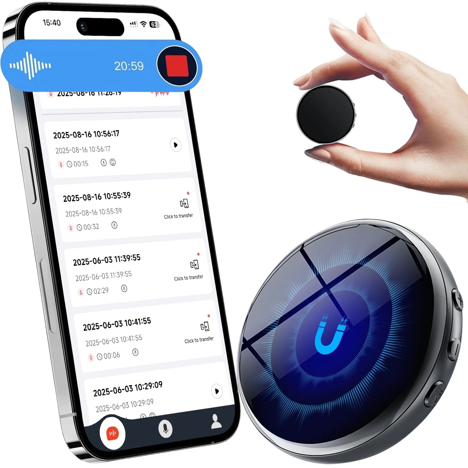 ALEXUNICON AI Voice Recorder, Note Recording Device, App Control ...