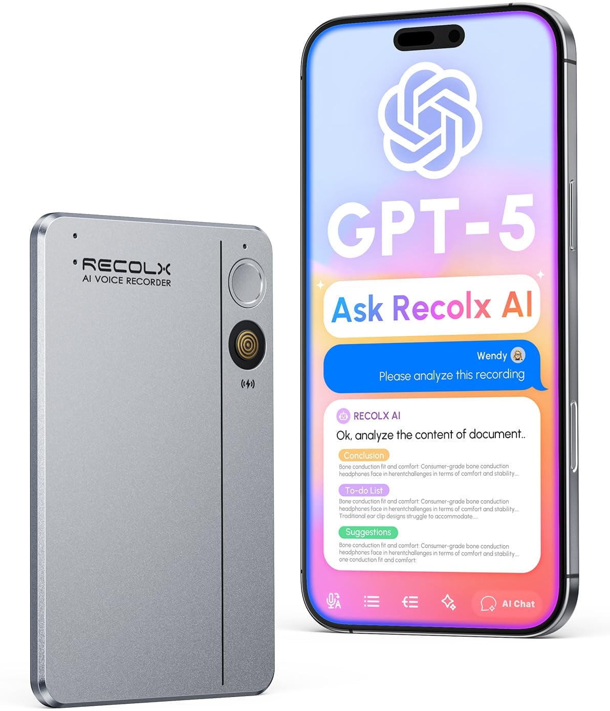 AI Voice Recorder & Transcriber with GPT-5 Analysis – 30-Hour Recording ...